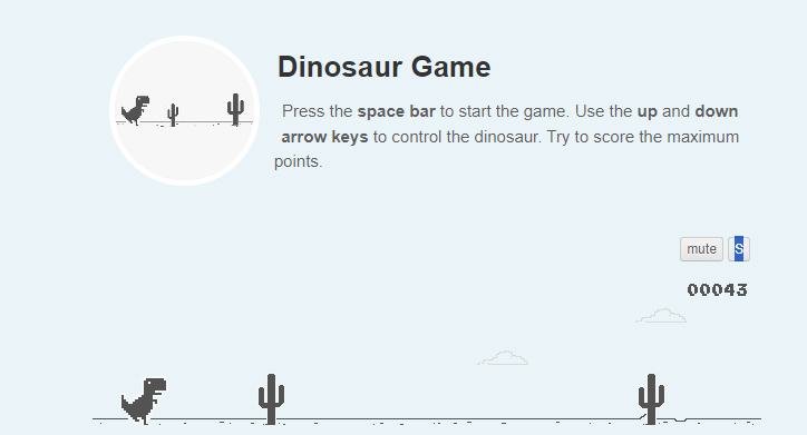 Dinosaur Game 🕹️ Igraj besplatno na Play123